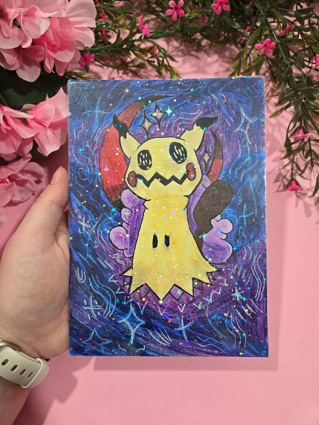 Spooky Mimikyu Artwork Holographic Vinyl Overlay 5 X 7 Canvas Original ...