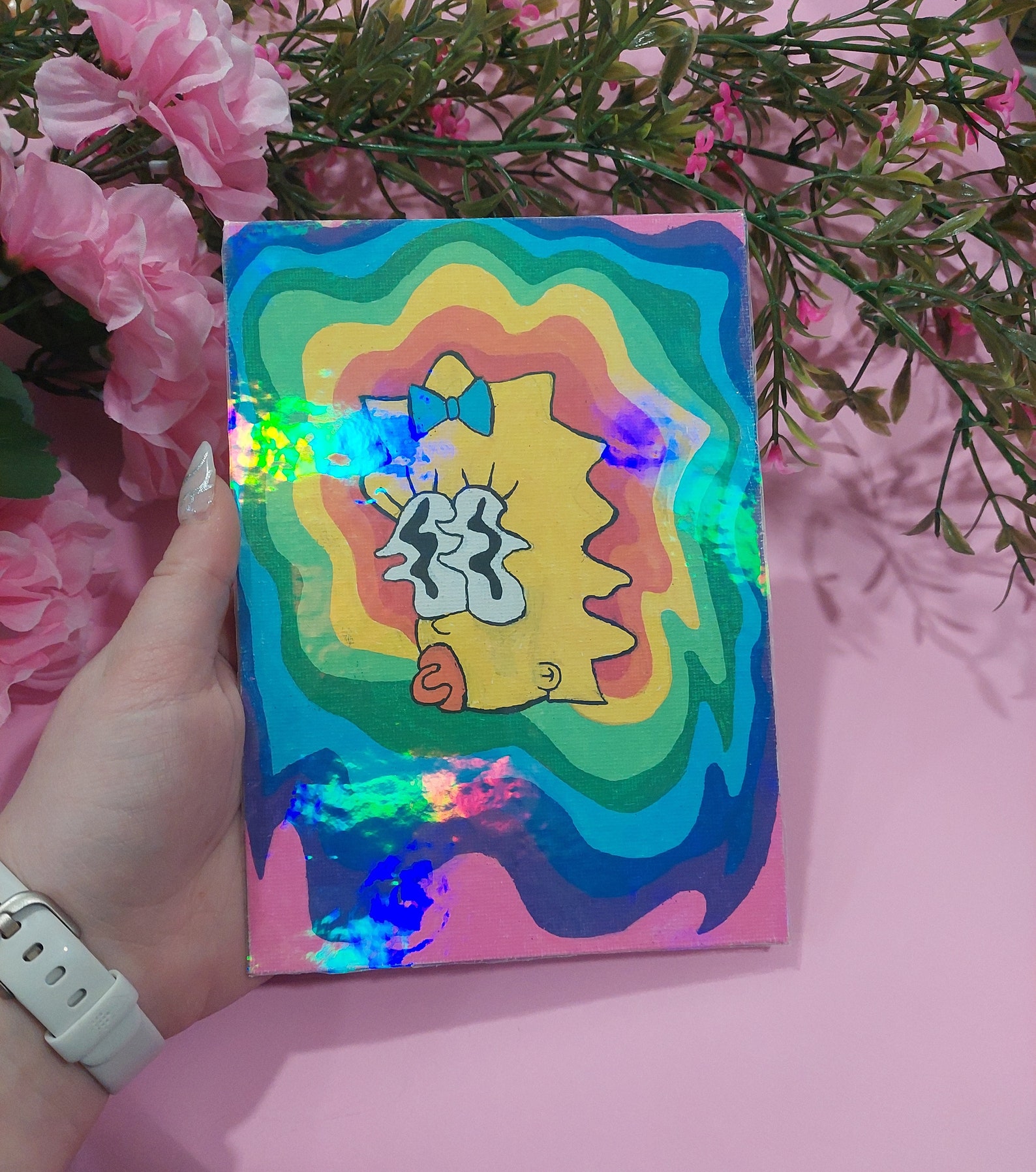 Vibey Maggie Artwork Holographic Vinyl Overlay 5 X 7 Canvas Original ...