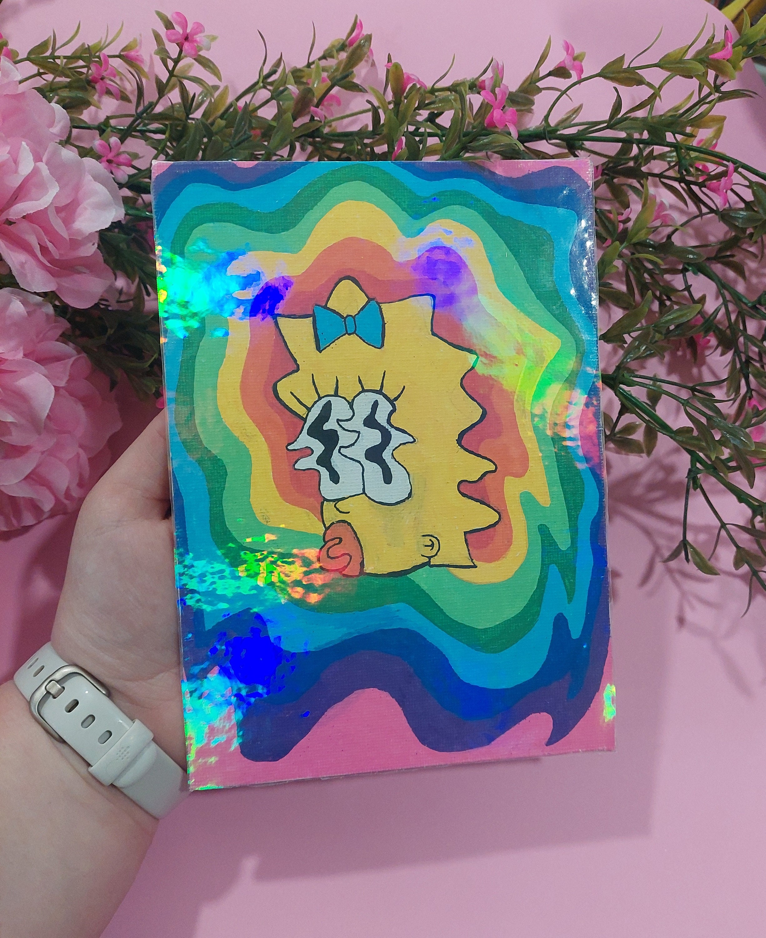 Vibey Maggie Artwork Holographic Vinyl Overlay 5 X 7 Canvas Original ...