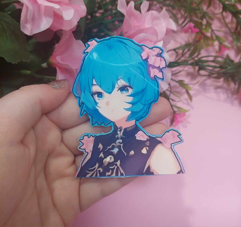 Blue and Pink Anime Girl Sticker Anime Stickers Weather Resistant ...