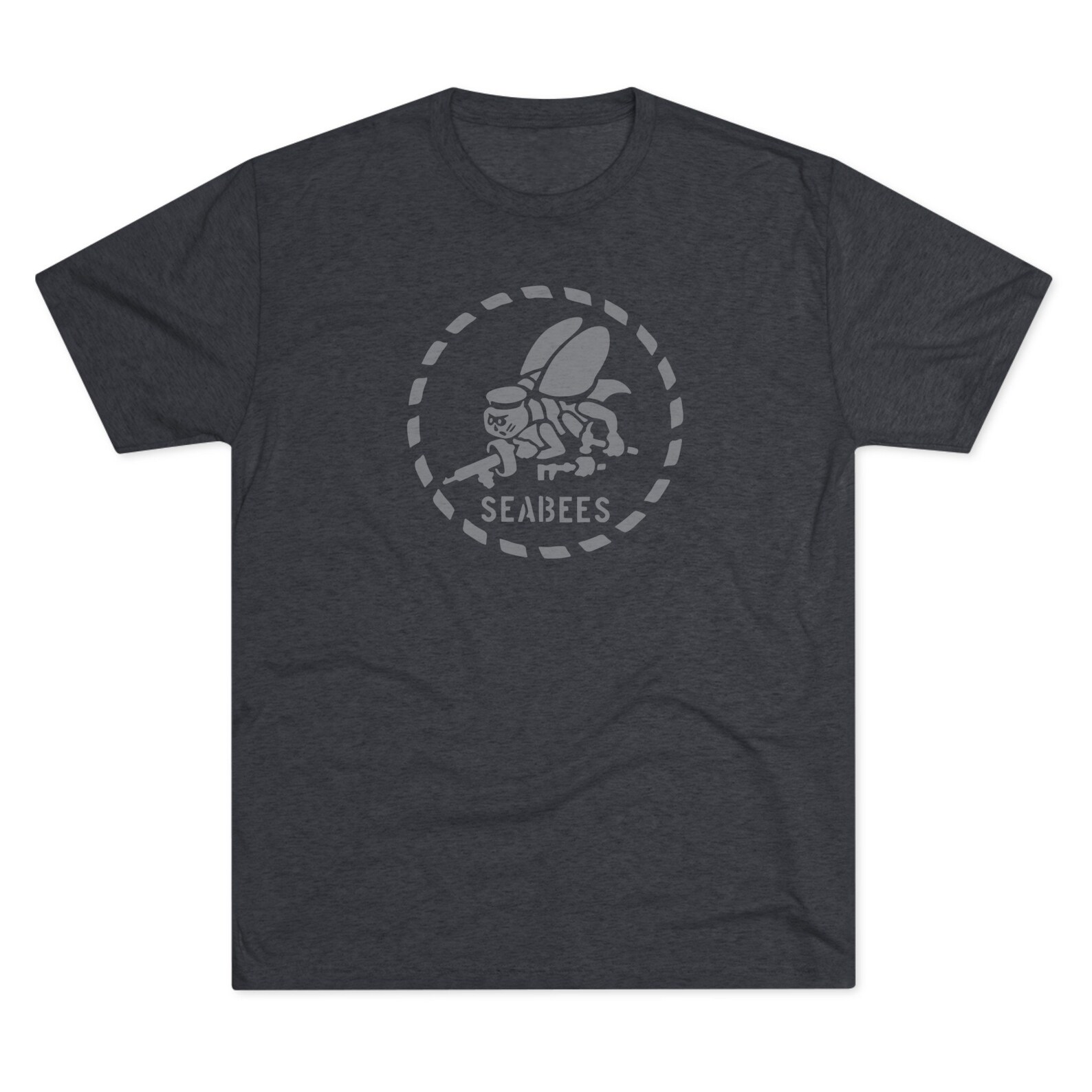 Seabees, Big Stencil Logo, US Navy, Men's Tri-blend Crew Tee, Front ...