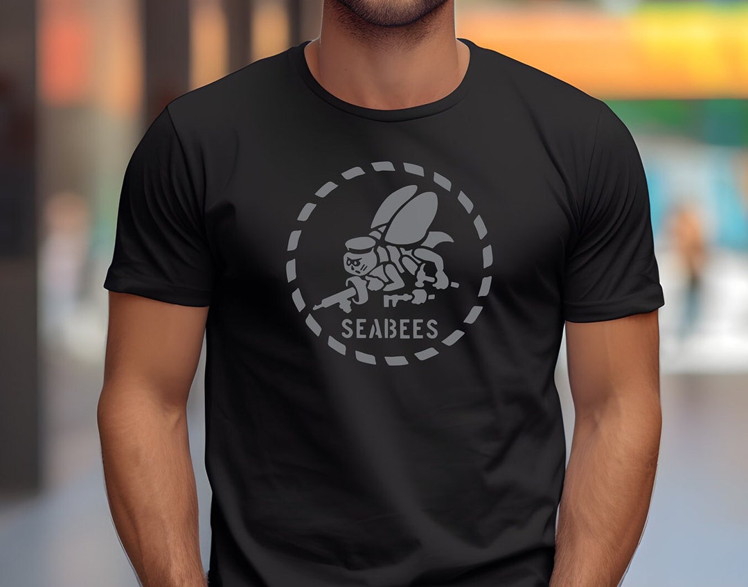 Seabees, Big Stencil Logo, US Navy, Men's Tri-blend Crew Tee, Front ...