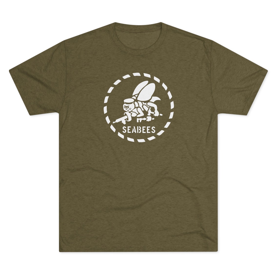 Seabees, Big Stencil Logo, US Navy, Men's Tri-blend Crew Tee, Front ...