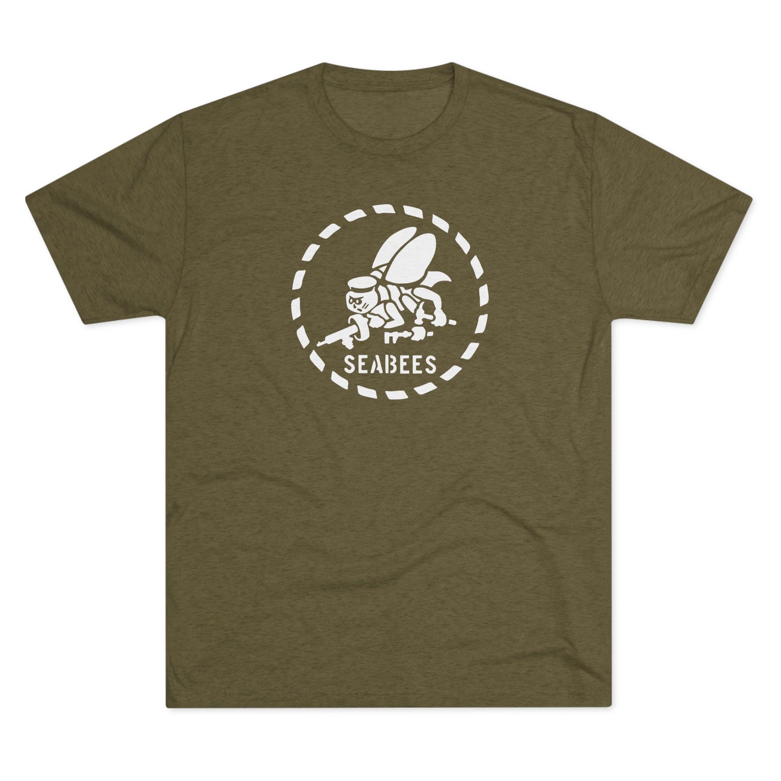 Seabees, Big Stencil Logo, US Navy, Men's Tri-blend Crew Tee, Front ...
