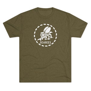 Seabees, Big Stencil Logo, US Navy, Men's Tri-blend Crew Tee, Front ...