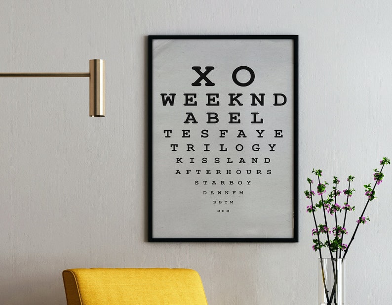 The Weeknd Snellen Chart Poster Wall Art Music Poster Aesthetic Poster ...