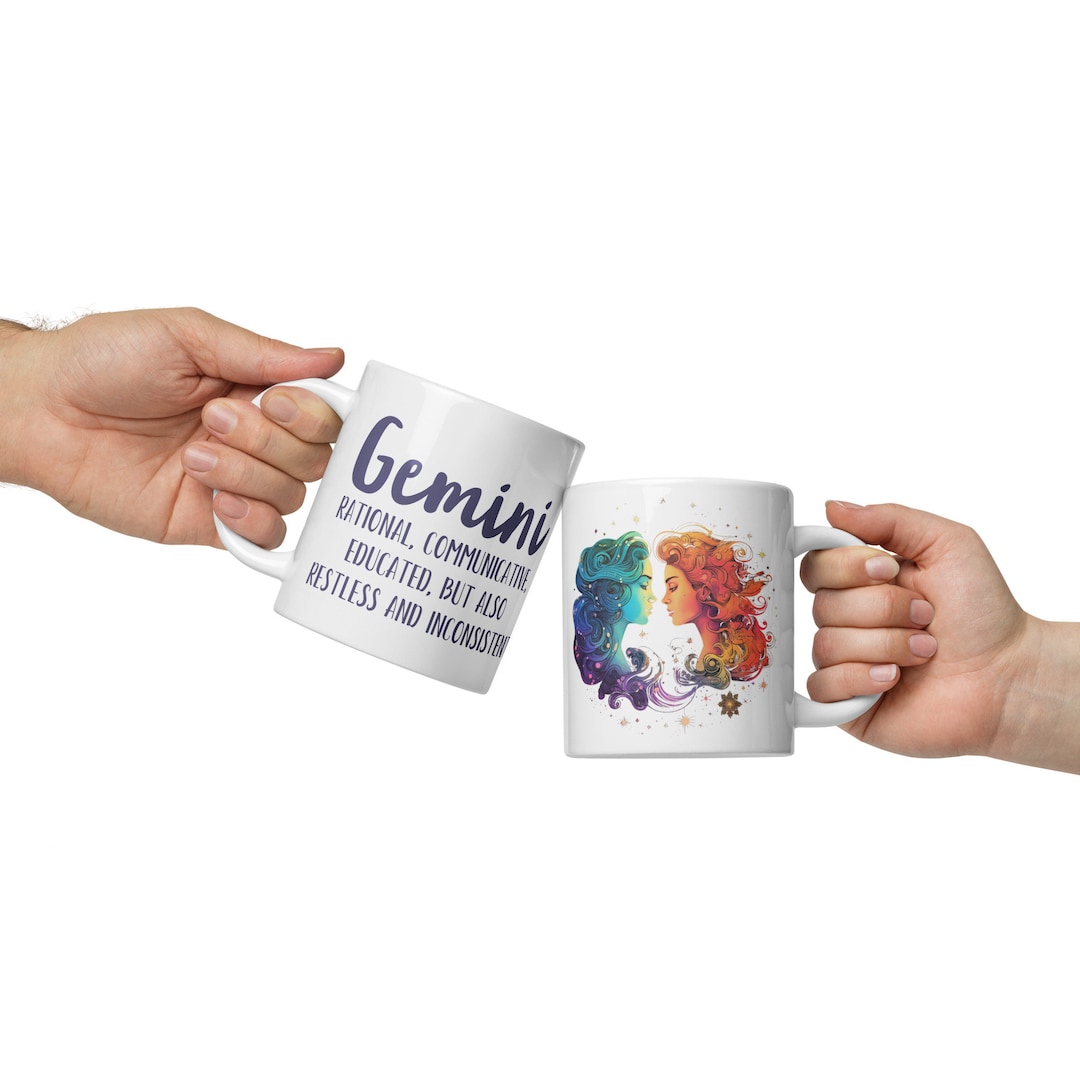 GEMINI White Glossy Mug Zodiac Bliss Mugs: Personalized Elegance for ...