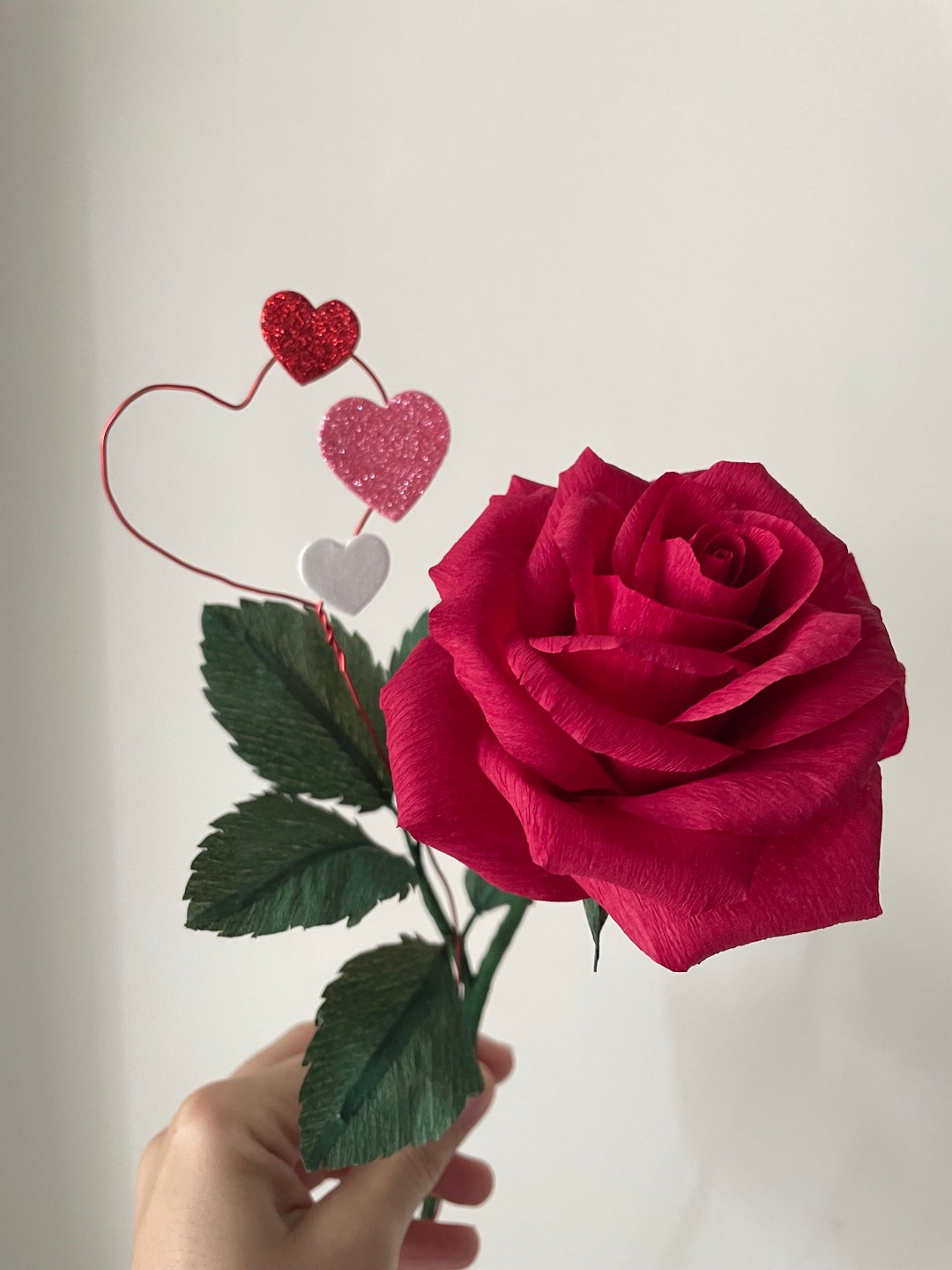 Red Crepe Paper Rose - Etsy