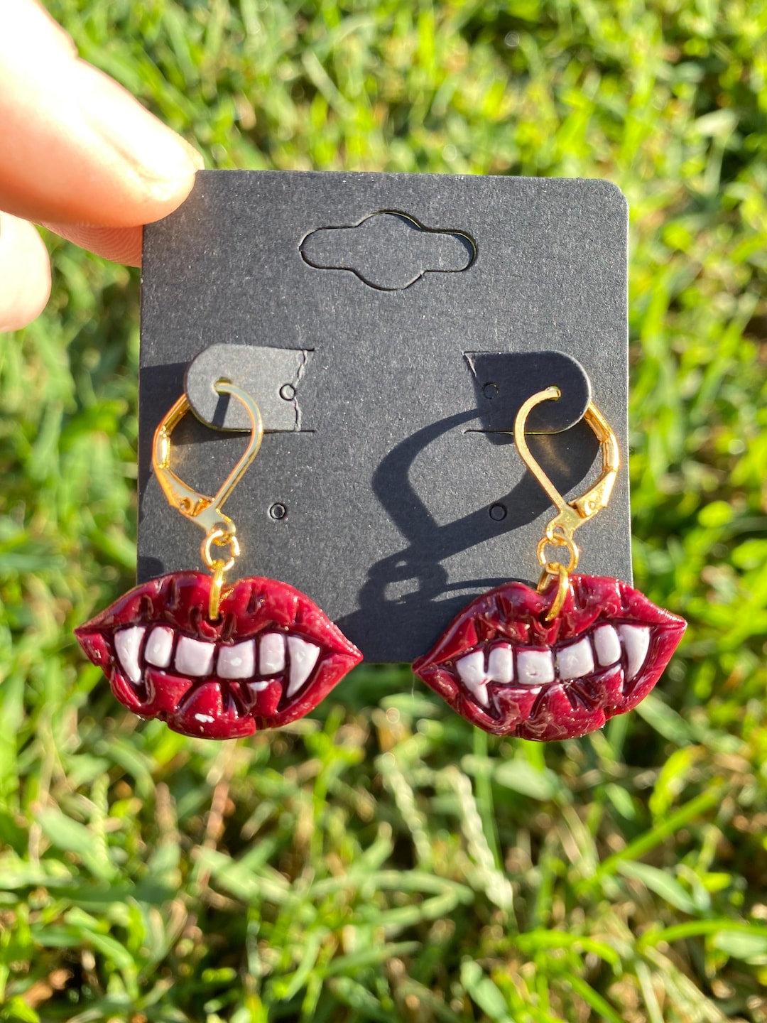 Hand-painted Vampire Fang Earrings: Gothic Halloween Jewelry - Etsy