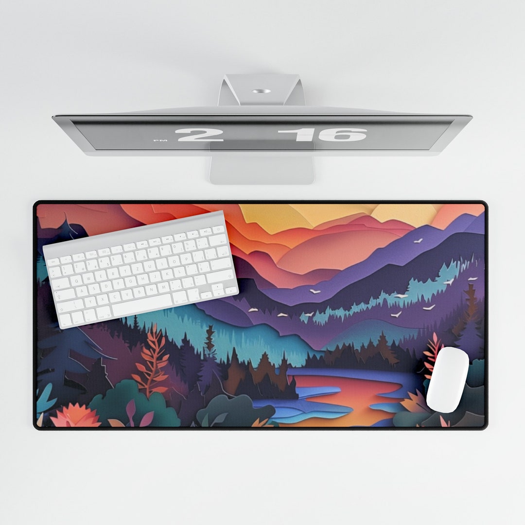 Paper Cut Landscape Desk Mat, Colorful Scenic Mouse Pad - Etsy