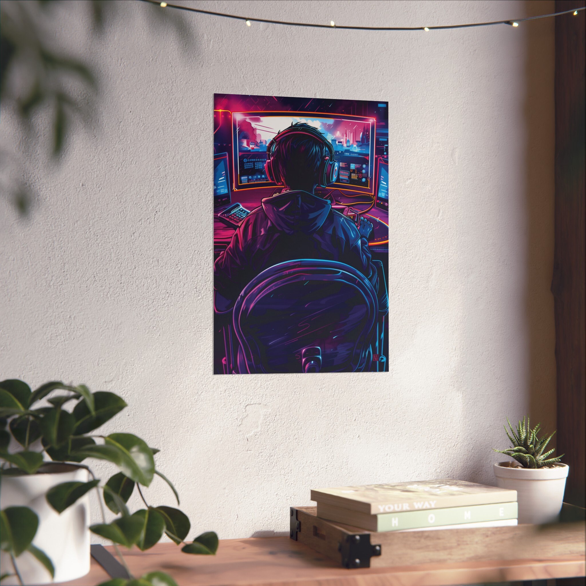 Retro Neon Cyberpunk Gamer Art Poster, PC Gaming Decor - Etsy