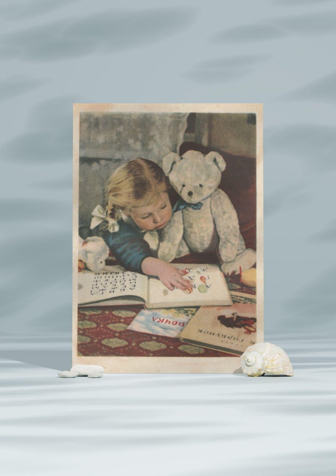 Vintage Little Girl and Teddy Bear Postcard Art Print (digital Download ...