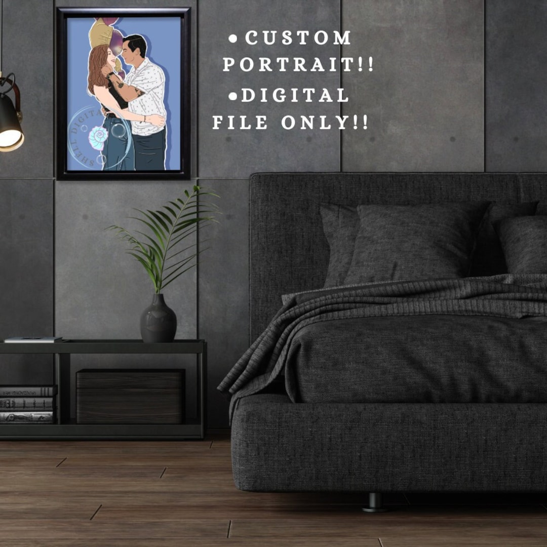 Custom Digital Couple Portrait, Personalized Portrait Illustration ...