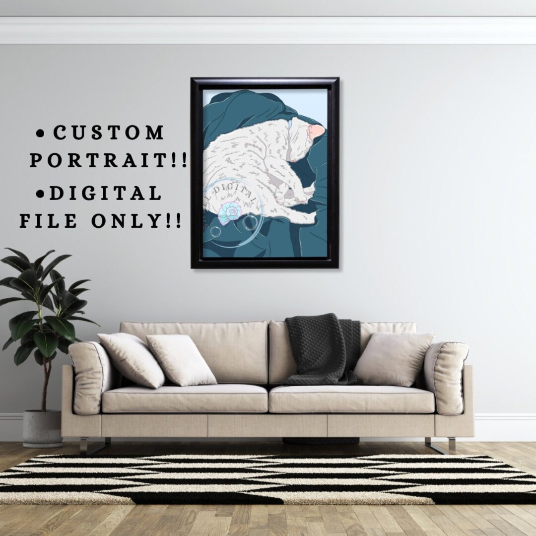 Custom Digital Pet Portrait Drawing, Animal Lover Gift, Personalized ...