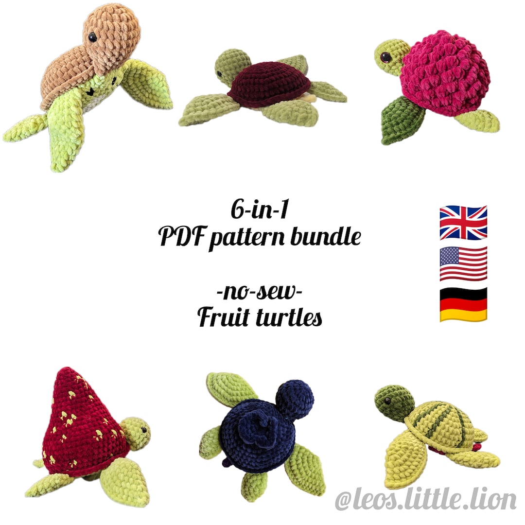 Crochet Turtle No-sew Turtle & Fruit Turtles Crochet Pattern PDF ...