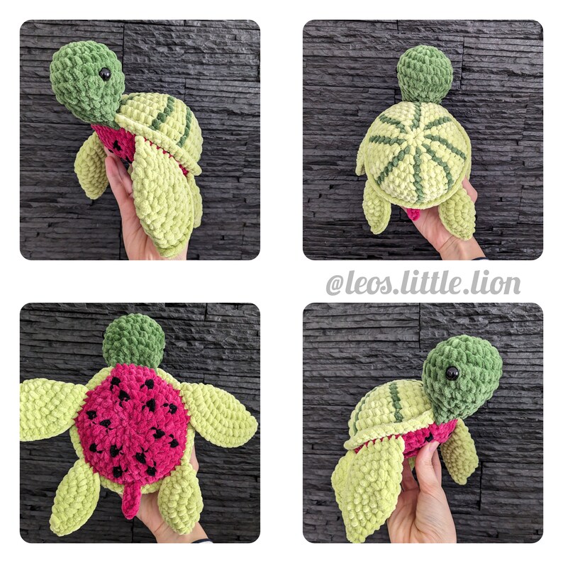 No-sew Turtle & Watermelon Turtle Crochet Pattern PDF Schildkröte Und ...