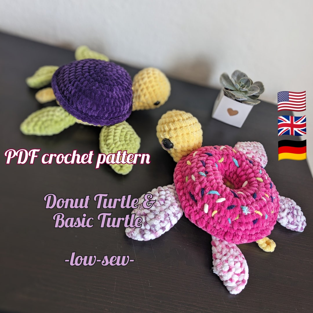 Crochet Turtle Low-sew Turtle & Donut Turtle Crochet Pattern PDF Schildkröte Und ...
