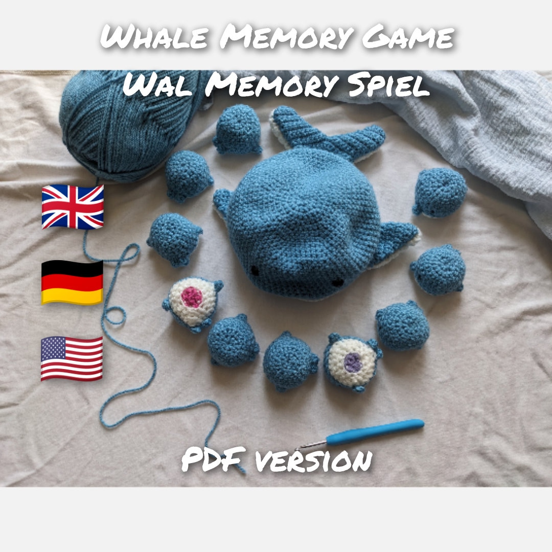 Whale Memory Game PDF Crochet Pattern - Low-sew / Wal Memory Spiel PDF Häkelanleitung - Wenig ...
