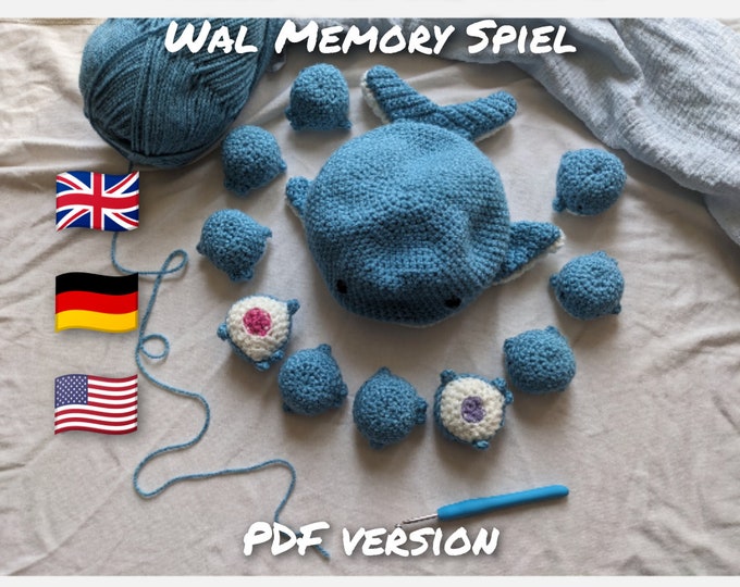 Whale Memory Game PDF Crochet Pattern Low-sew / Wal Memory Spiel PDF ...