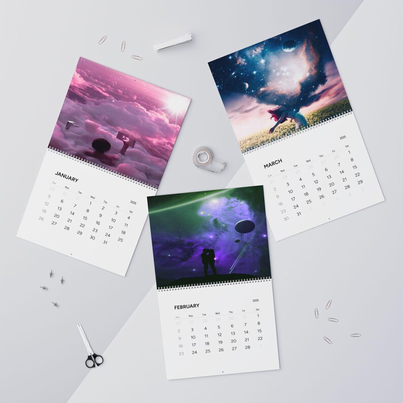 Space Calendar Fantasy Sci Fi 2025 Monthly Planner, Celestial Galaxy ...