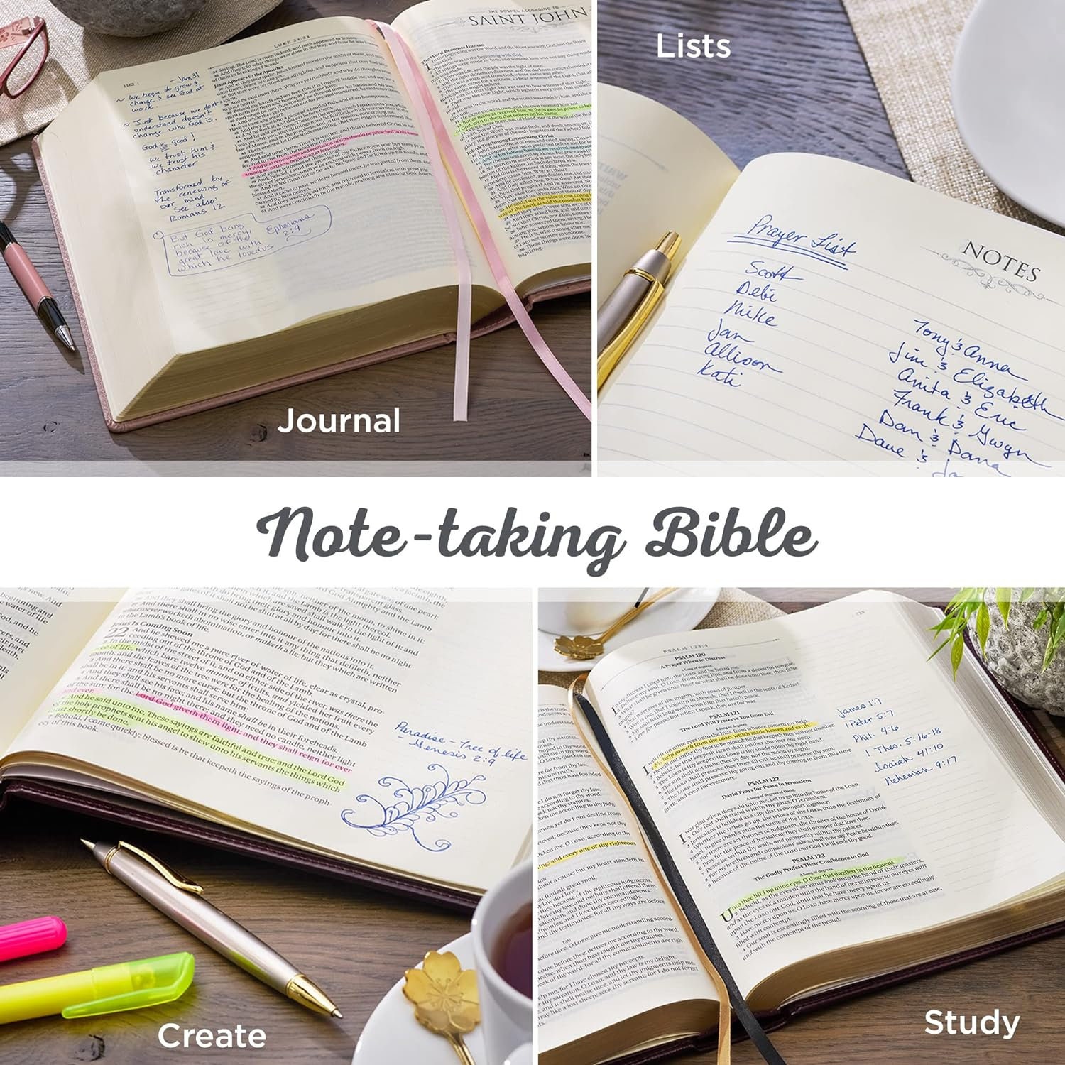 KJV Bible | Note Taking Bible | King James Version Bible | Brown/pink ...