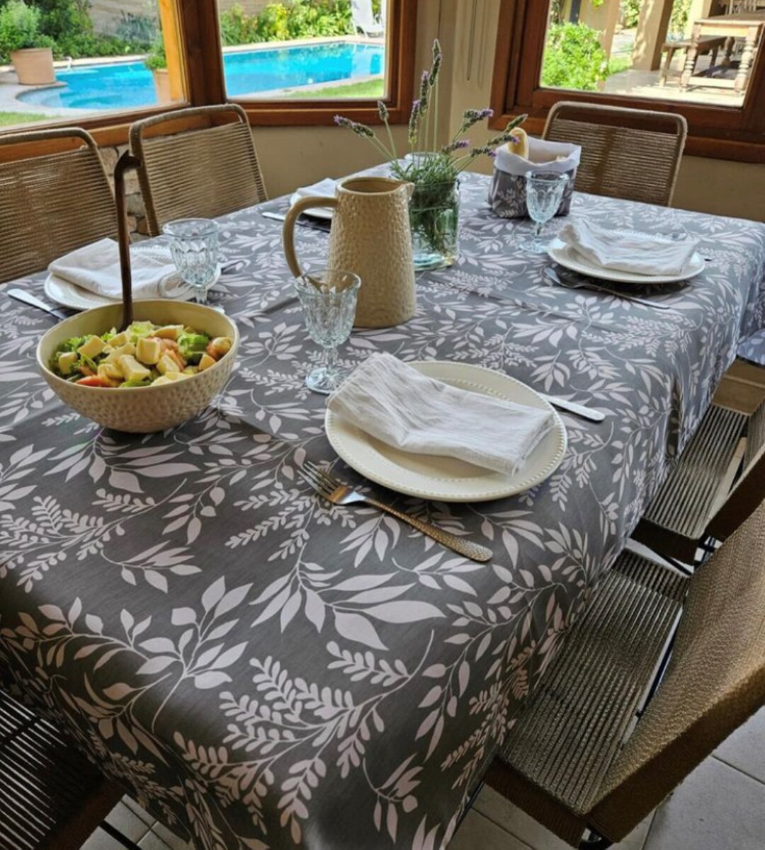 Anti-stain, Waterproof, Liquid-repellent Coated Tablecloth. Gray ...
