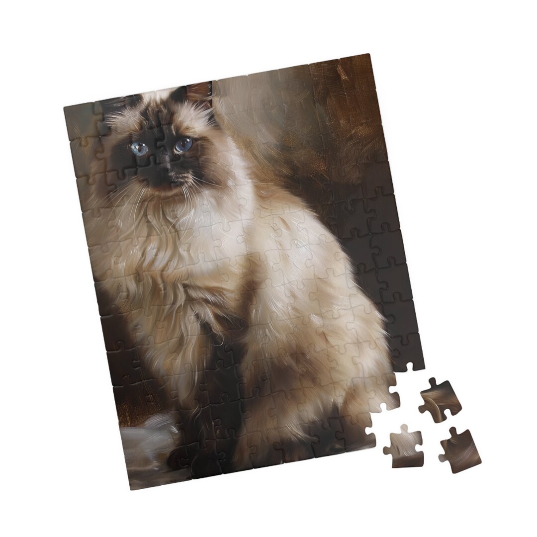 Jigsaw Puzzle French Birman Cat Art Chiaroscuro Oil Painting Style 110 ...