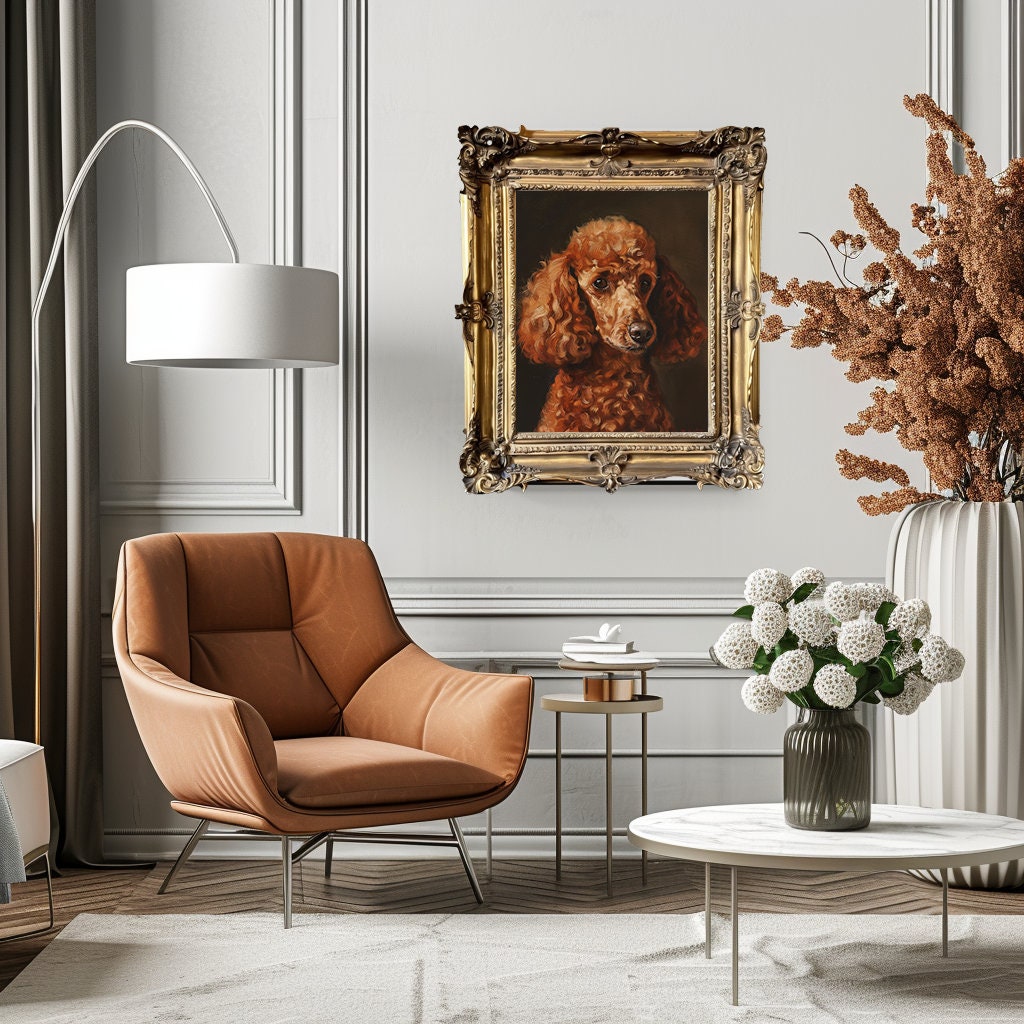 Red Miniature Poodle Art Giclée Print, Oil Painting Style - Etsy