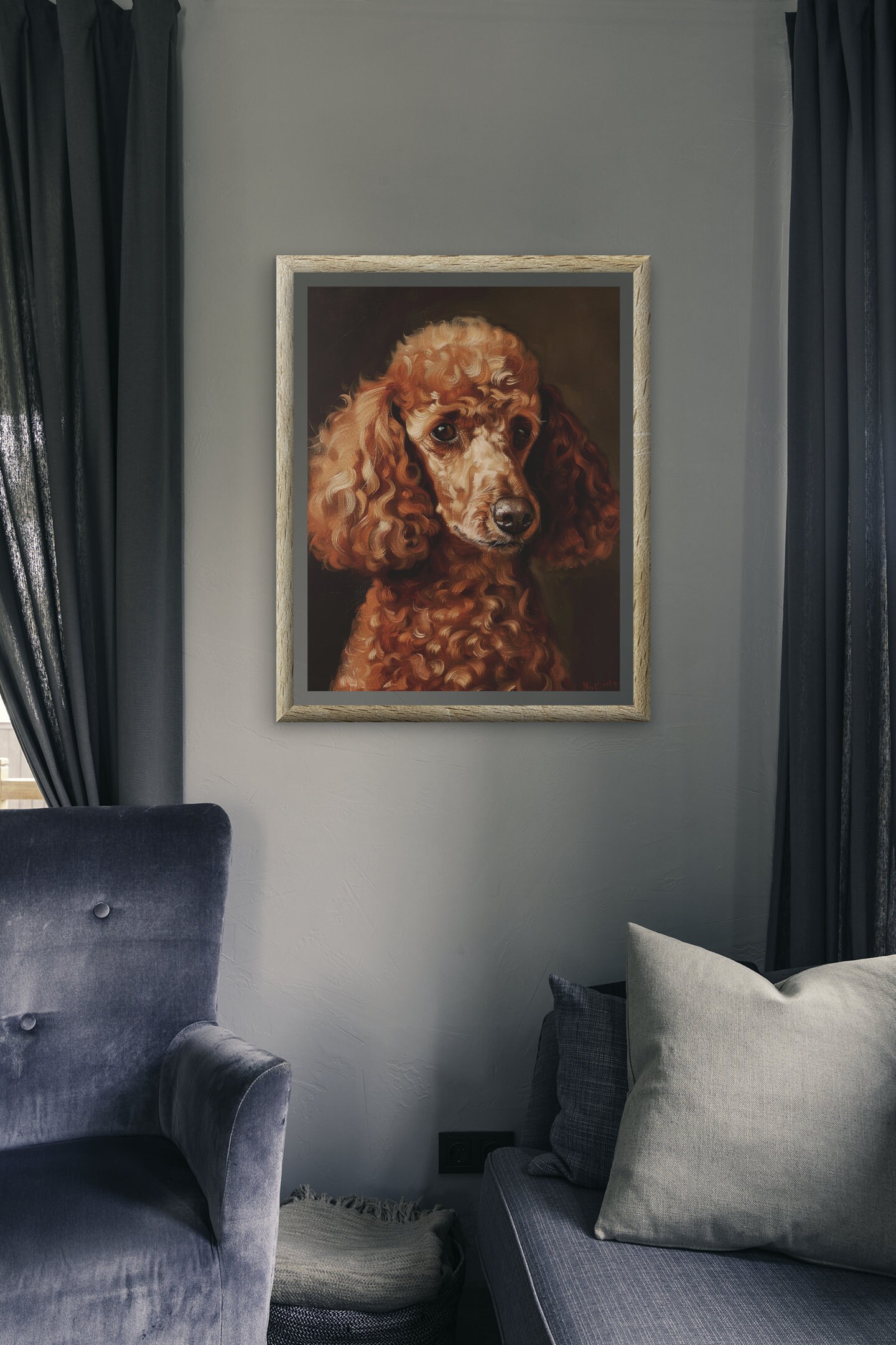 Red Miniature Poodle Art Giclée Print, Oil Painting Style - Etsy