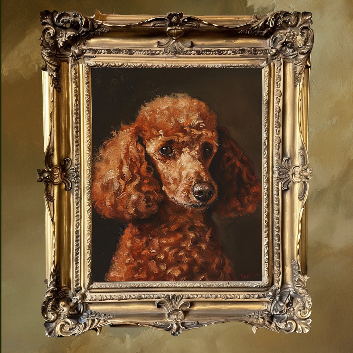 Red Miniature Poodle Art Giclée Print, Oil Painting Style - Etsy