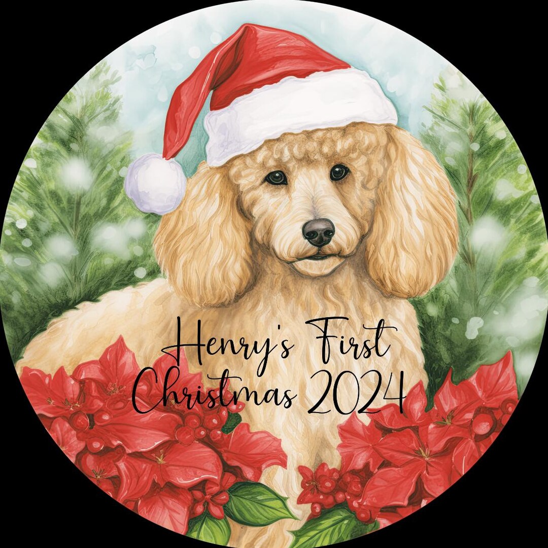Personalized Cream Standard Poodle Christmas Ornament Snowy Winter ...