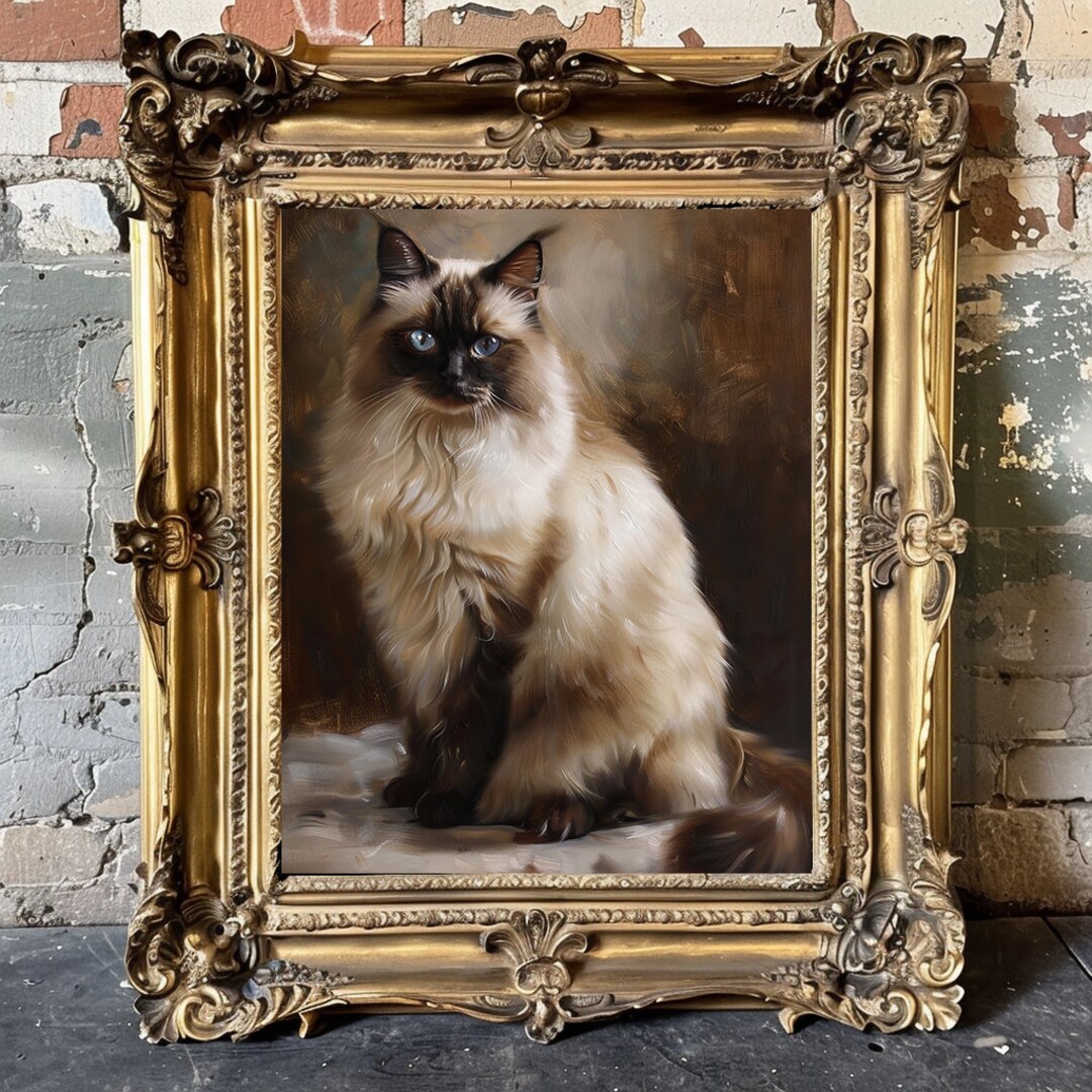 French Birman Cat Art, Traditional Giclée Print, Pet Portrait - Etsy