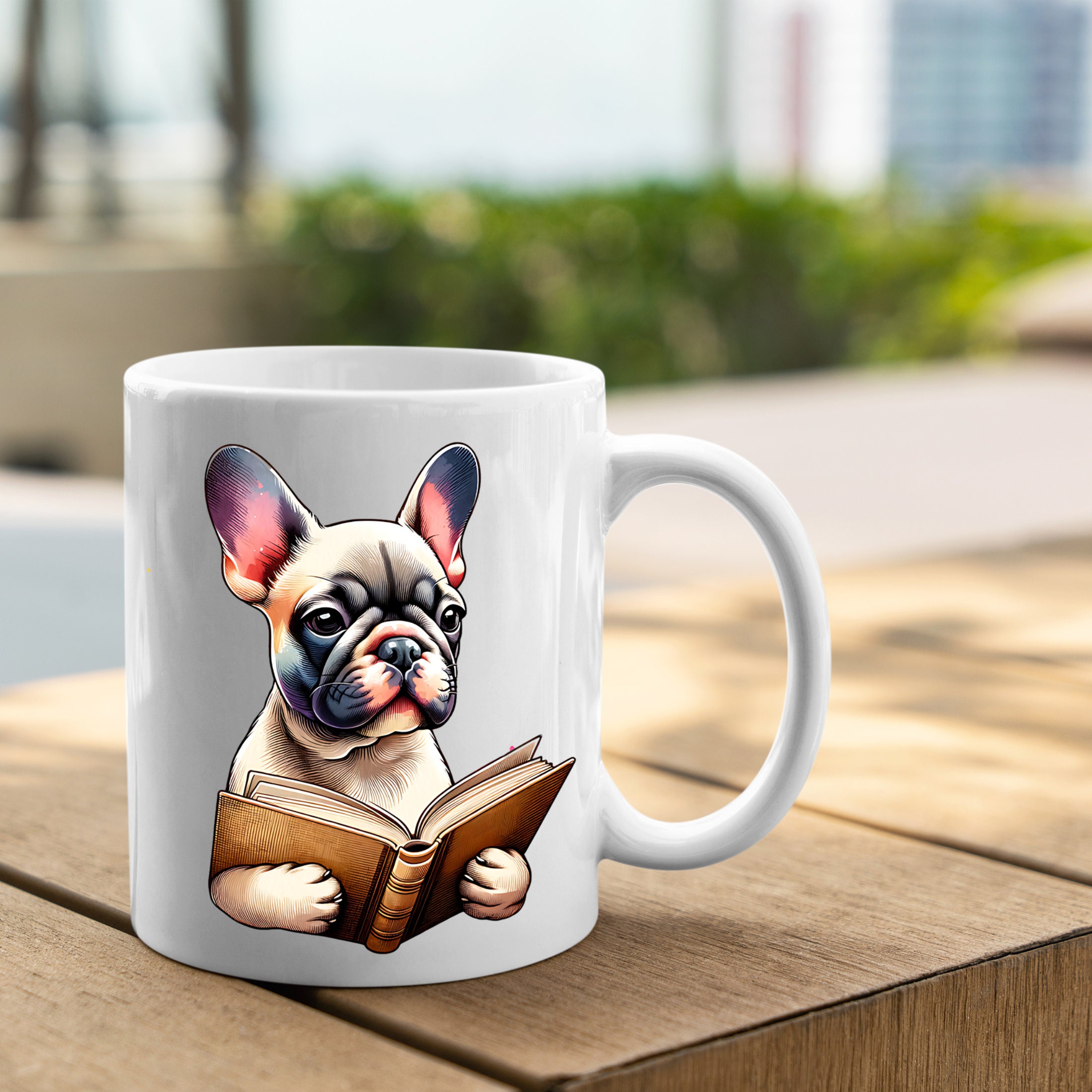 French Bulldog Reading a Book Mug/frenchie Lover Mug/frenchie Mom Gift ...