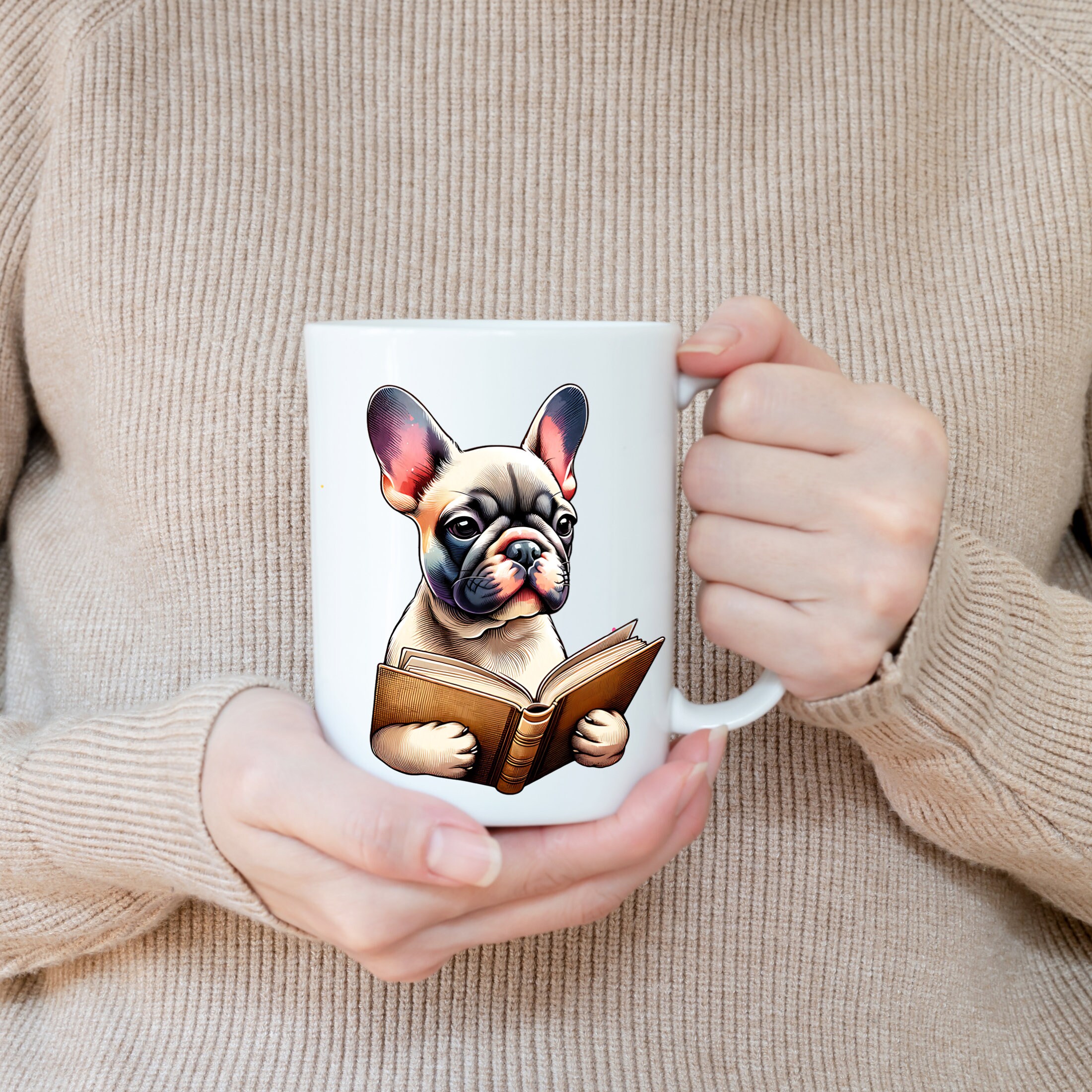 French Bulldog Reading a Book Mug/frenchie Lover Mug/frenchie Mom Gift ...