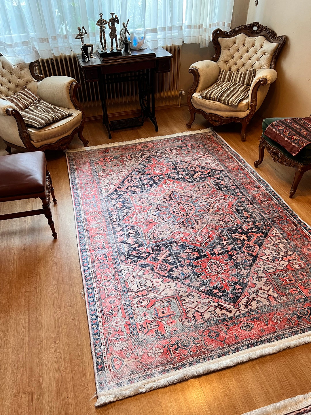 Terracotta Pink Persian Style Rug: Vintage Distressed Boho Area Rug - Etsy