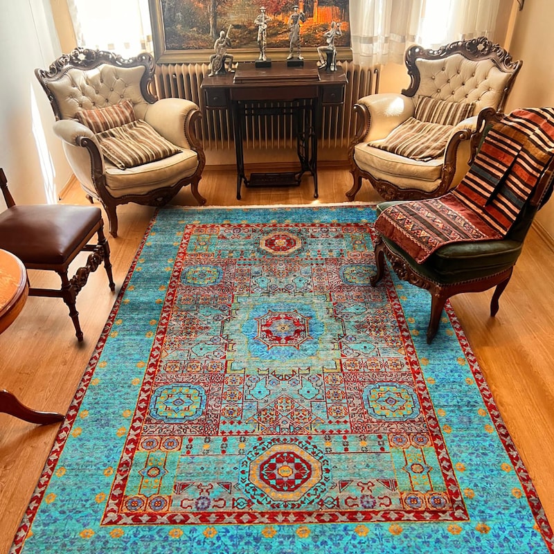 Large Turquoise Turkish Rug - Etsy UK