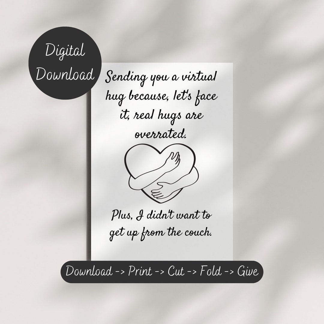 Printable Virtual Hug Sympathy Card, Friend Card, Thinking of You ...