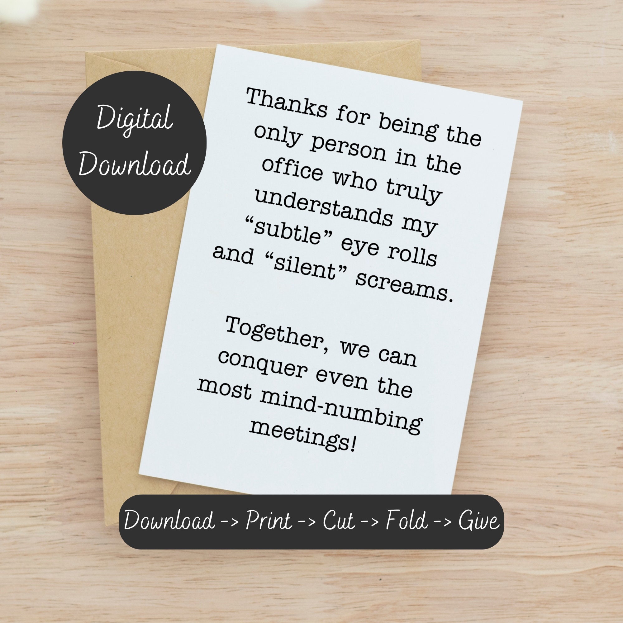 Printable Coworker Appreciation Card, Acknowledgement Card, Thank You ...