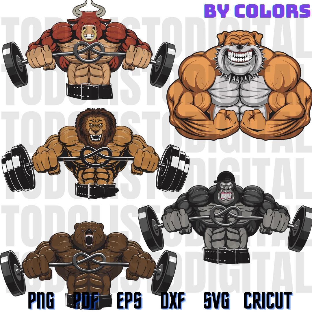 Manually Vectorized Bodybuilder Pack in Png, Pdf, Dxf, Eps, Svg, Cricut ...