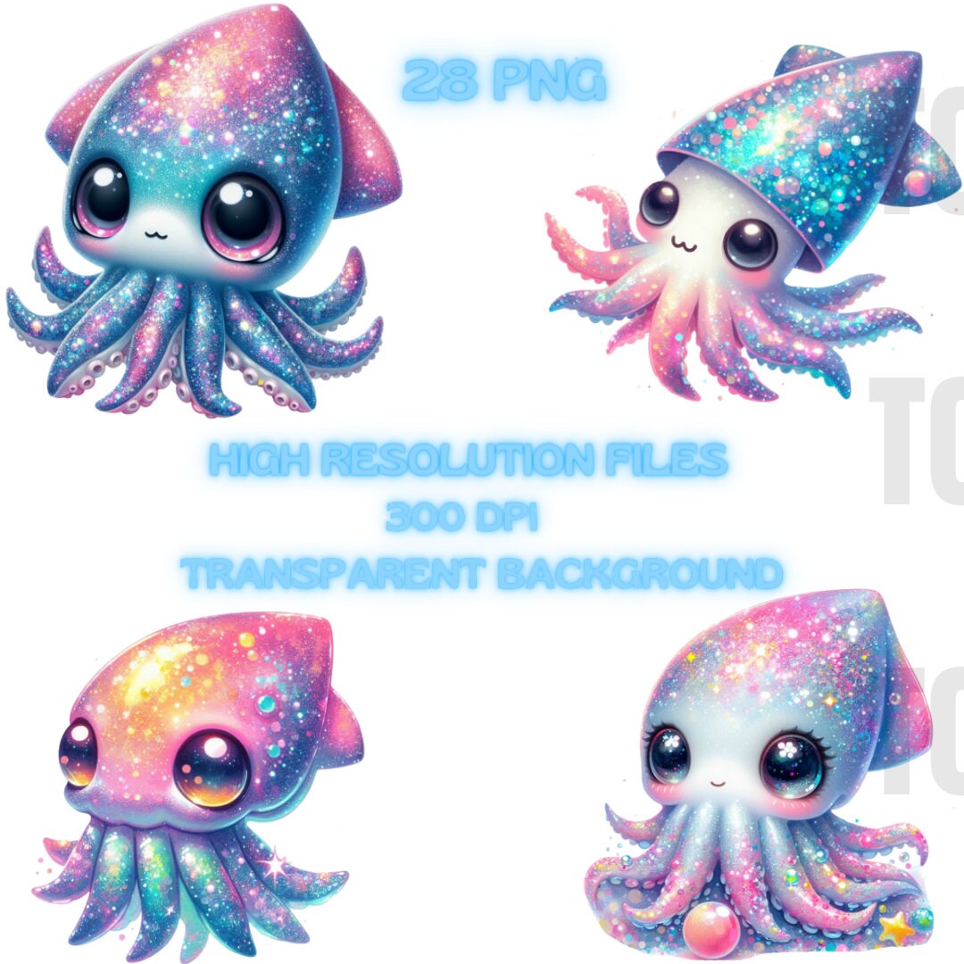 Watercolor Little Sea Animals Collection Clipart, 28 PNG Clipart, Cute ...