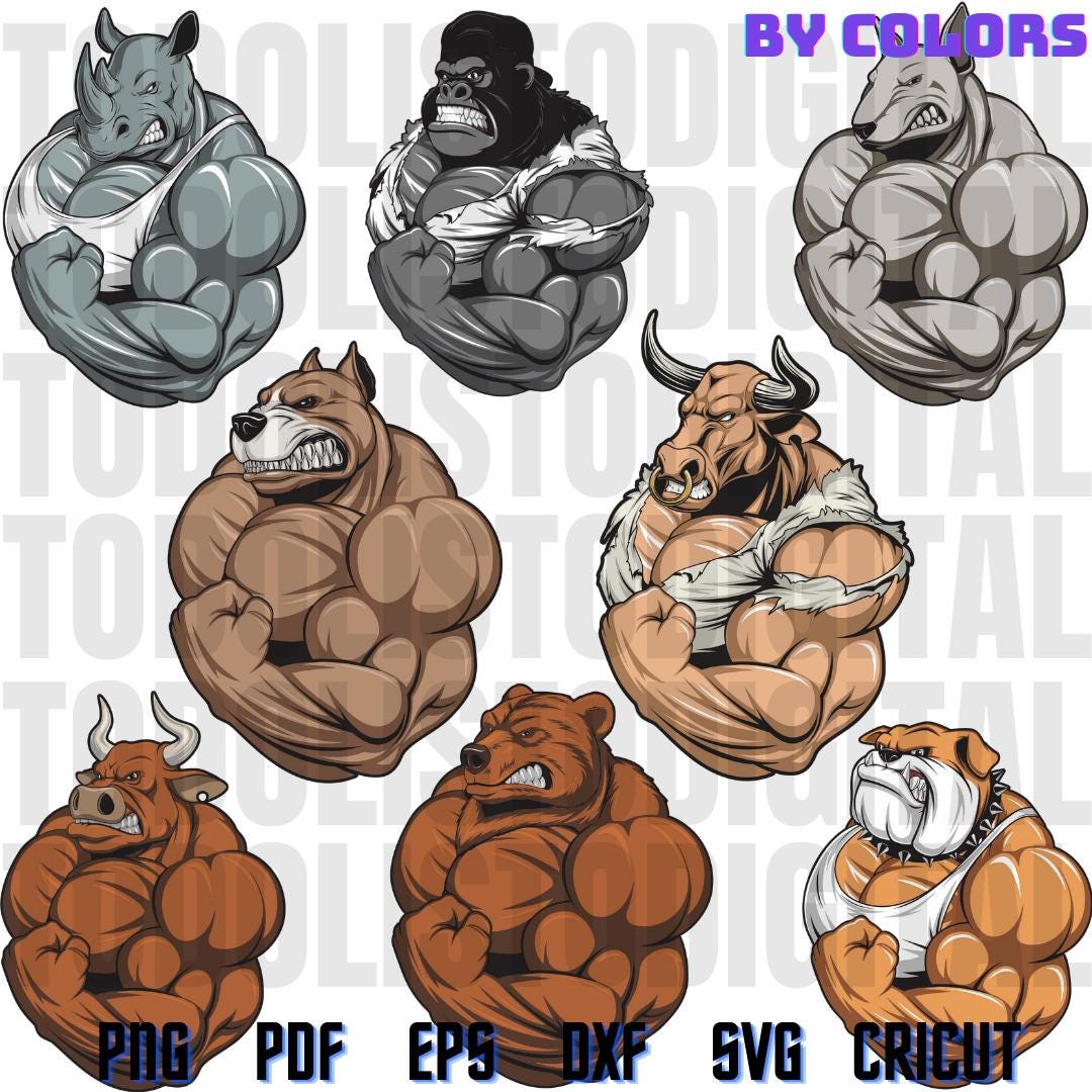 Manually Vectorized Bodybuilder Pack in Png, Pdf, Dxf, Eps, Svg, Cricut ...
