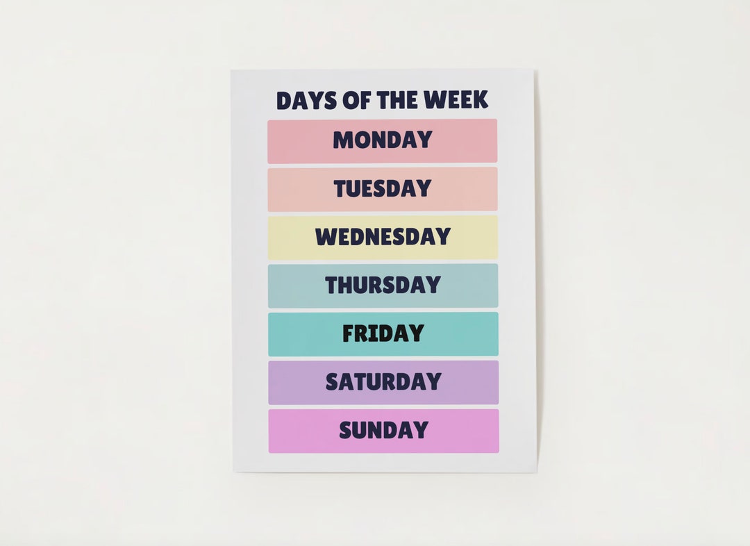 Days of the Week Poster in Colorful Simple Pastel Style (posters ...