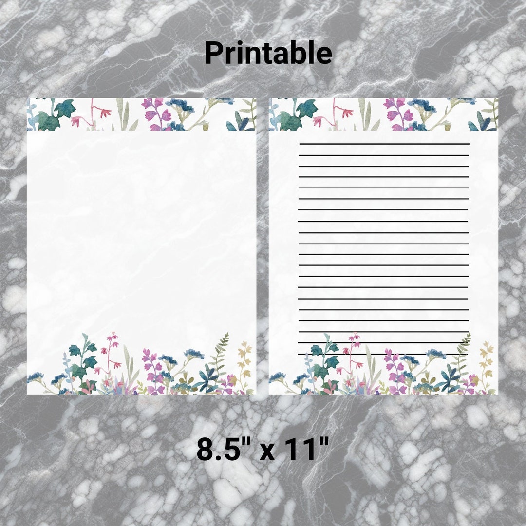 Printable Digital Wildflower Stationery Set - 8.5x11 Floral Writing ...