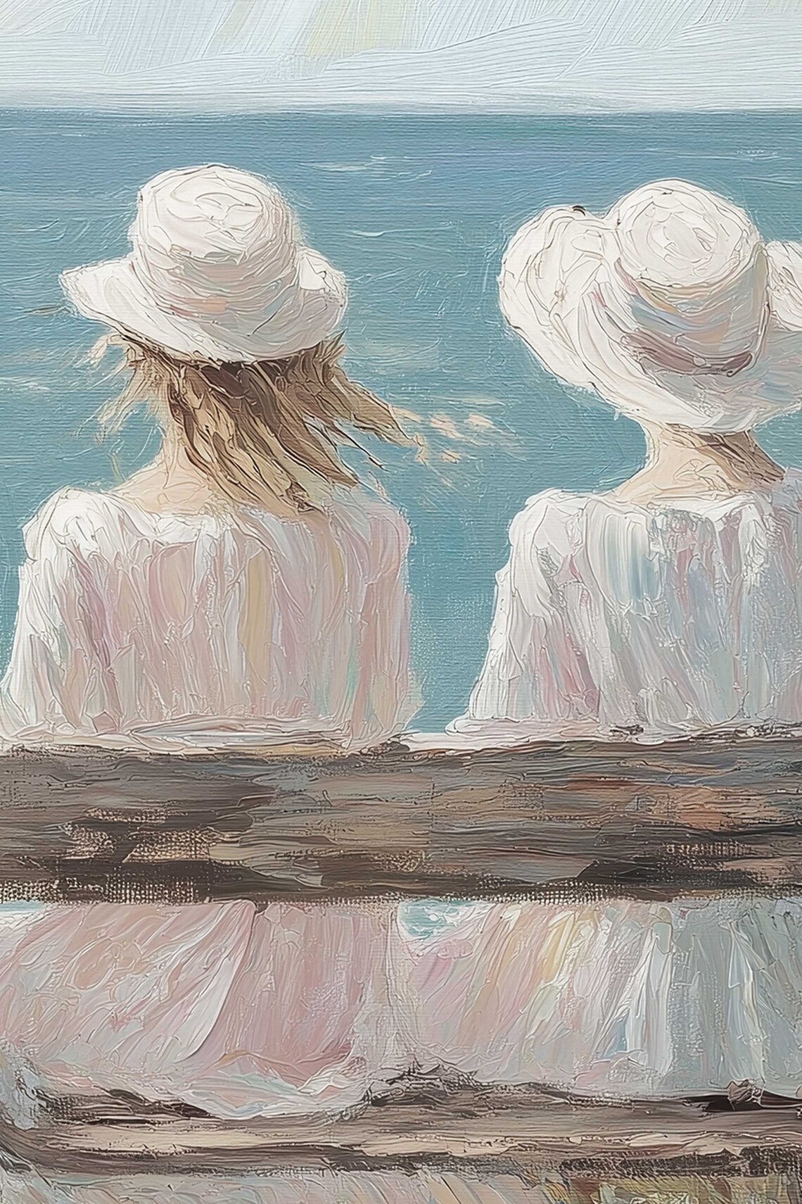 Pastel Coastal Frame Women Frame TV Art, Serene Seaside Bench View ...