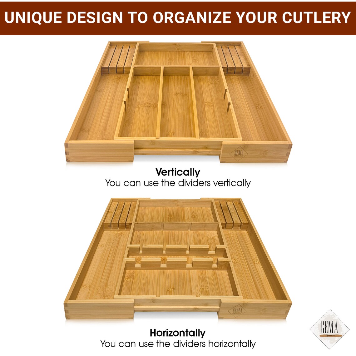 Gema Organizers Expandable Bamboo Drawer Silverware Organizer - Etsy