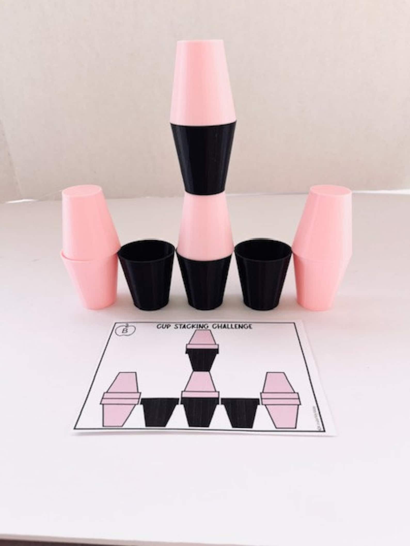 Dynamic Cup Stacking Set With Educational Task Cards for Preschool and ...