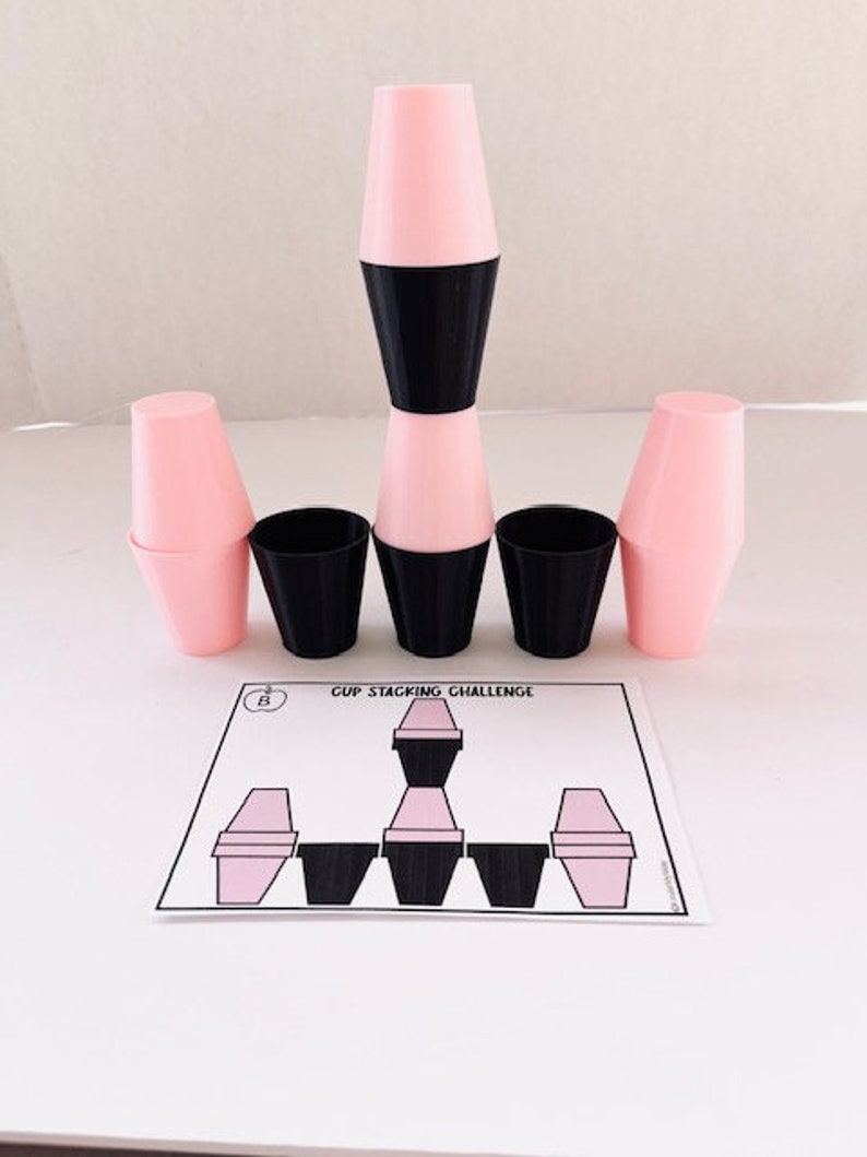 Dynamic Cup Stacking Set With Educational Task Cards for Preschool and ...