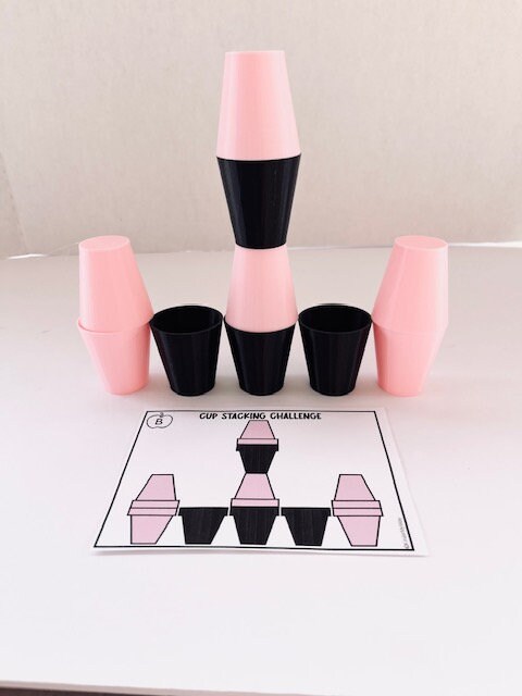 Dynamic Cup Stacking Set With Educational Task Cards for Preschool and ...