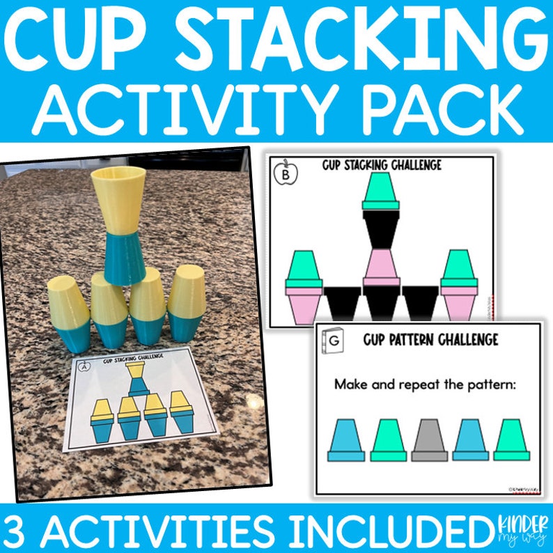 Dynamic Cup Stacking Set With Educational Task Cards for Preschool and ...