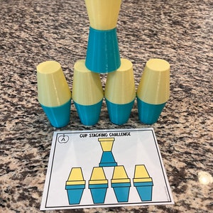 Dynamic Cup Stacking Set With Educational Task Cards for Preschool and ...